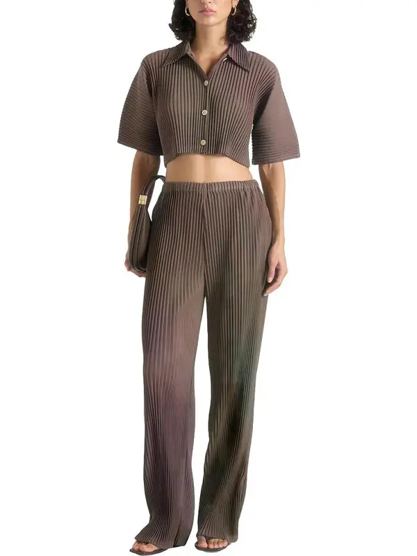 Manière De Voir Lila Pleated Wide-leg Trousers - Brown
