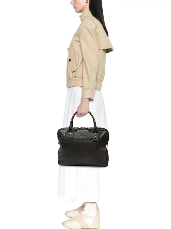 Gucci Embossed Leather Business Bag - Black