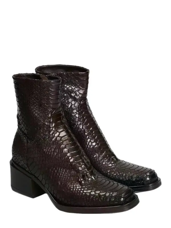 Elena Iachi Snakeskin Effect Ankle Boots - Brown