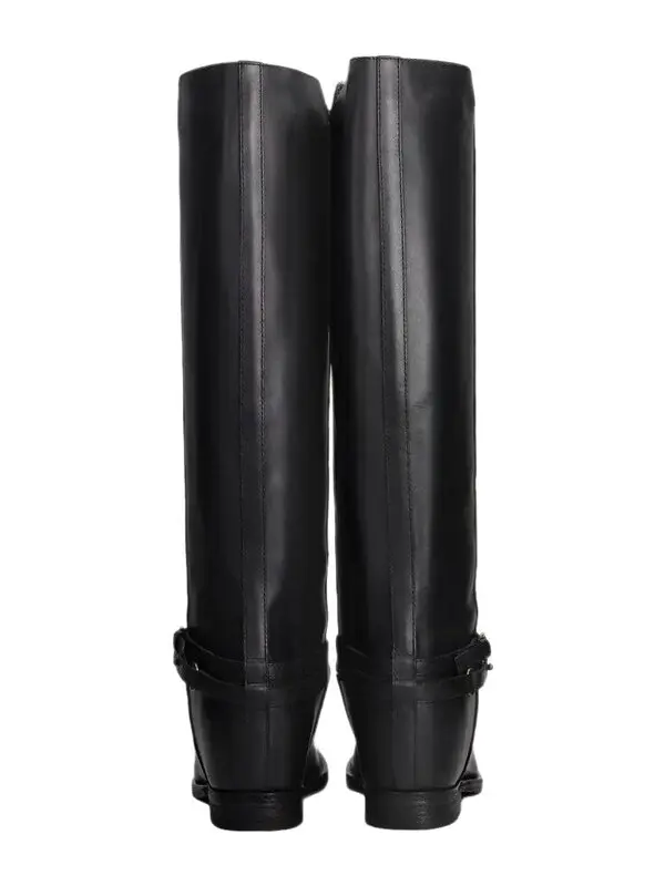 VIA ROMA 15 Buckle-strap Leather Boots - Black