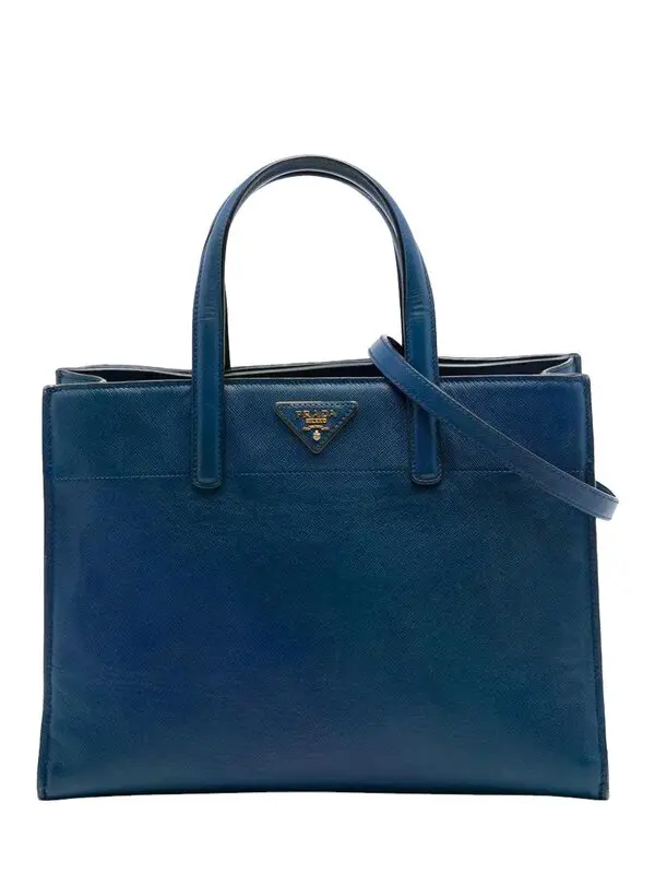 Prada Saffiano Leather Tote Satchel - Blue