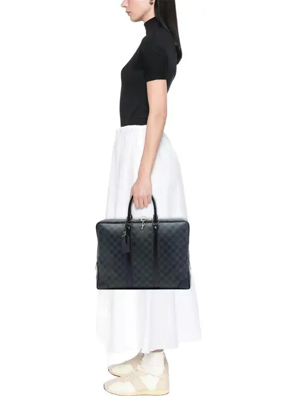 LOUIS VUITTON 2017 Damier Graphite Porte Documents Voyage Pm Business Bag - Black