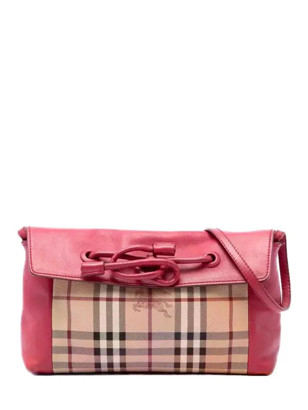 Burberry Haymarket Check Coated Canvas Leah Crossbody Bag - Red
