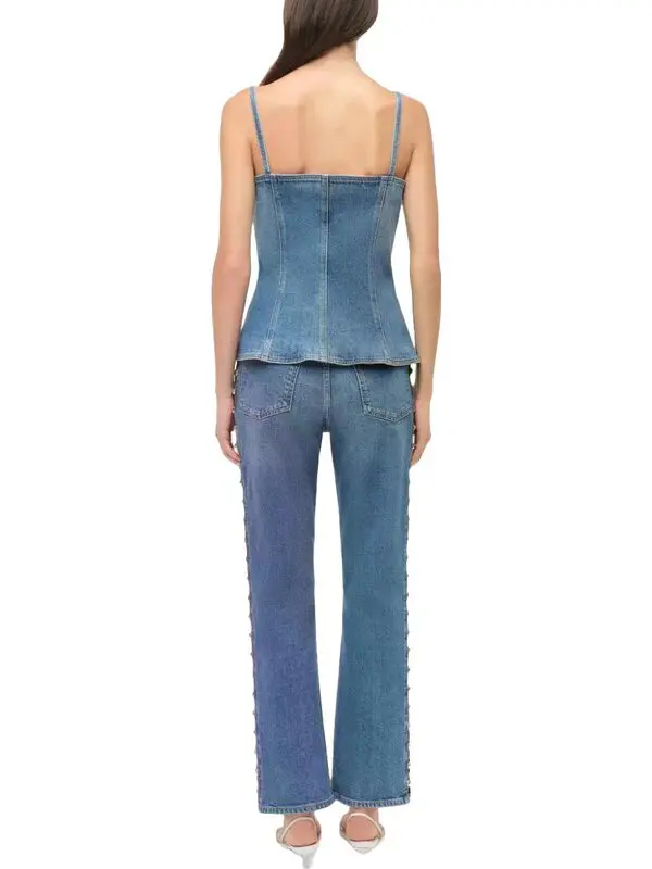 Simkhai Junie Studded Denim Top - Blue