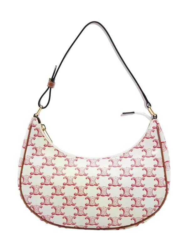 Celine 2021 Triomphe Coated Canvas Ava Shoulder Bag - White