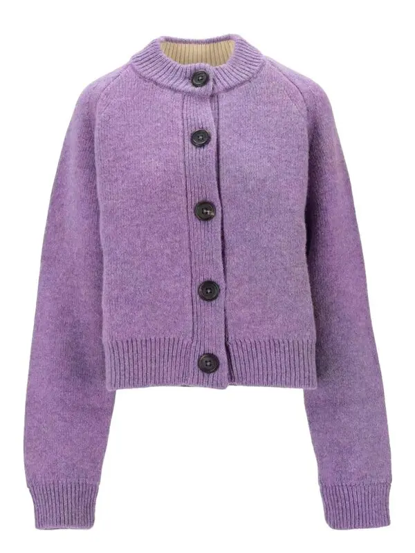 B.B. WALACE Crew-neck Button-up Cardigan - Purple