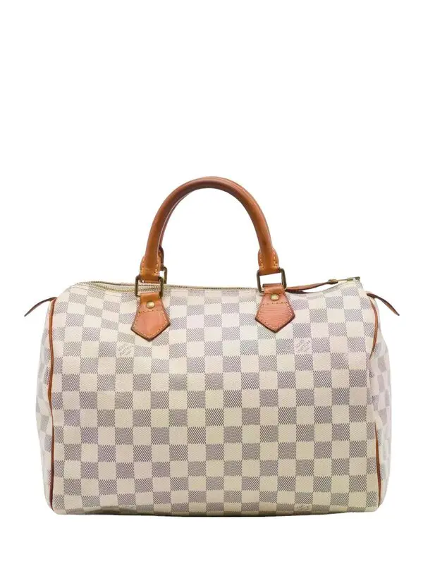 LOUIS VUITTON Damier Azur Speedy 30 Boston Bag - White