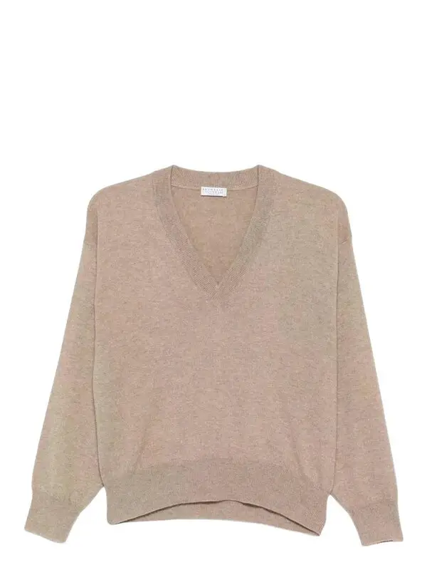 Brunello Cucinelli V-neck Long Sleeve Sweater - Neutrals