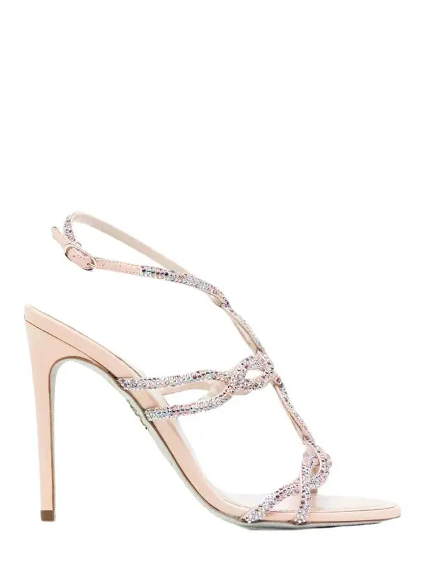 Rene Caovilla 105mm Braid Crystal-embellished Sandals - Pink
