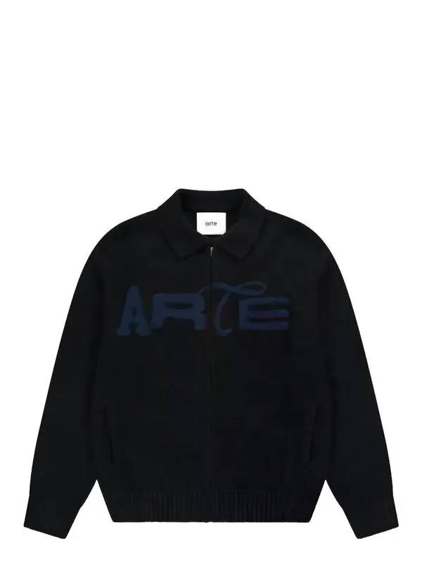 ARTE ANTWERP Logo Patch Zip-up Sweater - Black