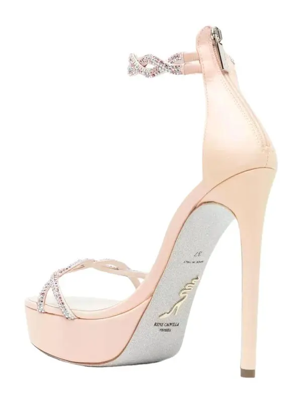 Rene Caovilla 130mm Embellished Braided Platform Sandals - Neutrals