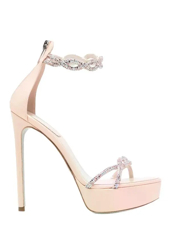 Rene Caovilla 130mm Embellished Braided Platform Sandals - Neutrals