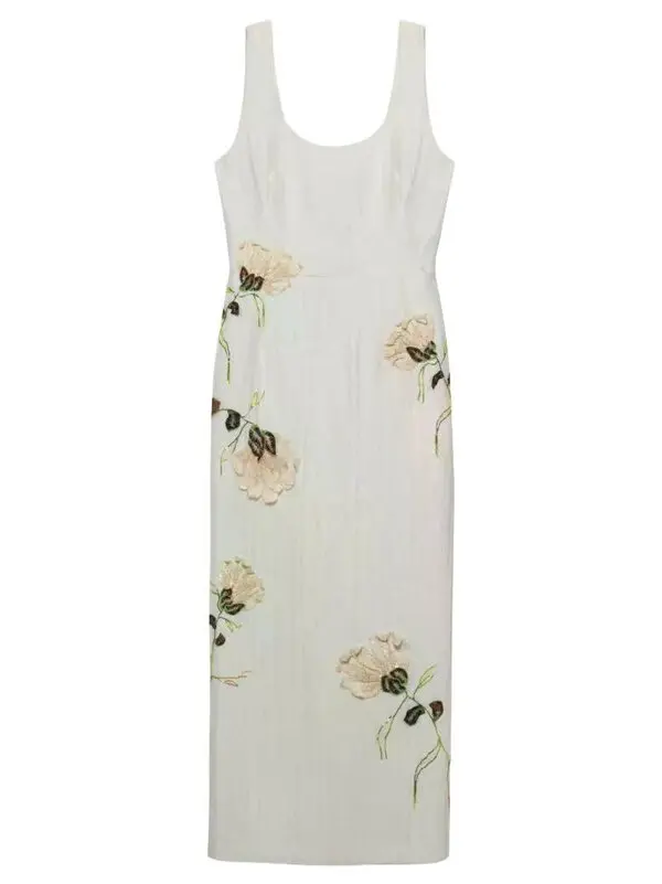 Simkhai Lilibeth Floral Jacquard Midi Dress - White