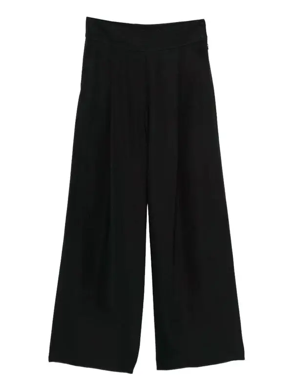 Emporio Armani Pleated Wide-leg Trousers - Black