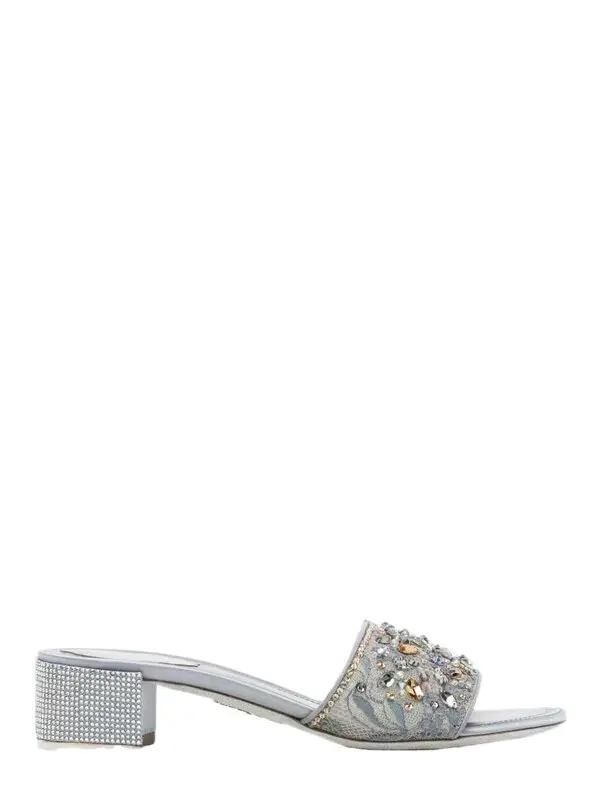 Rene Caovilla Christy Crystal-embellished Lace Sandals - Blue