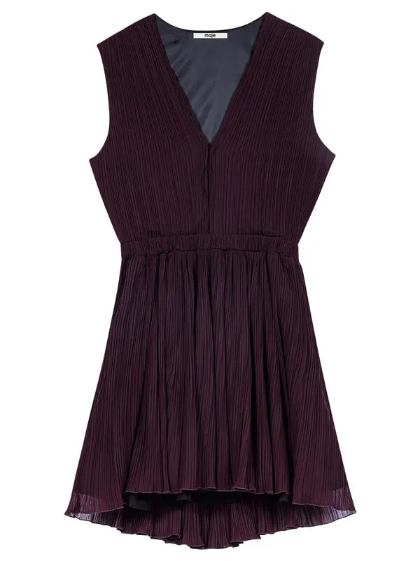 Maje Plissé Cut-out Mini Dress - Purple