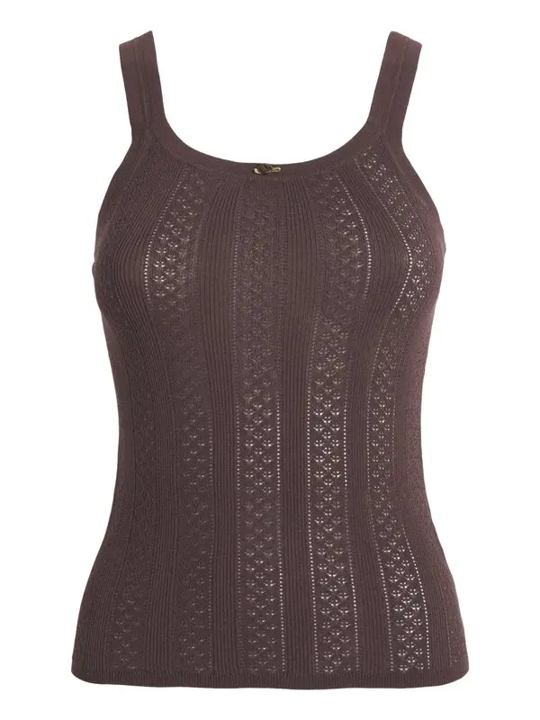 Sandro Pointelle Knit Tank Top With Bow Detail - Brown