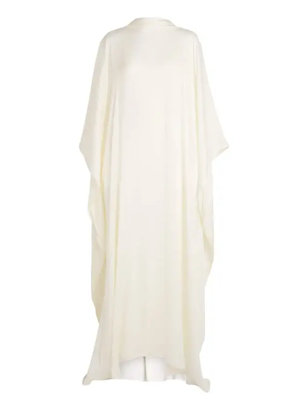 ABADIA Chiffon High-neck Kaftan - Ivory