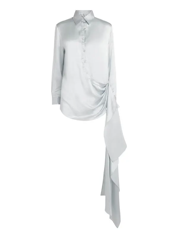 ABADIA Scarf Drape Shirt - Blue