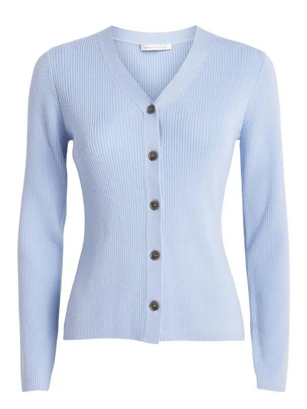 EMILIA WICKSTEAD Merino Wool Cardigan With Tortoiseshell Buttons - Blue