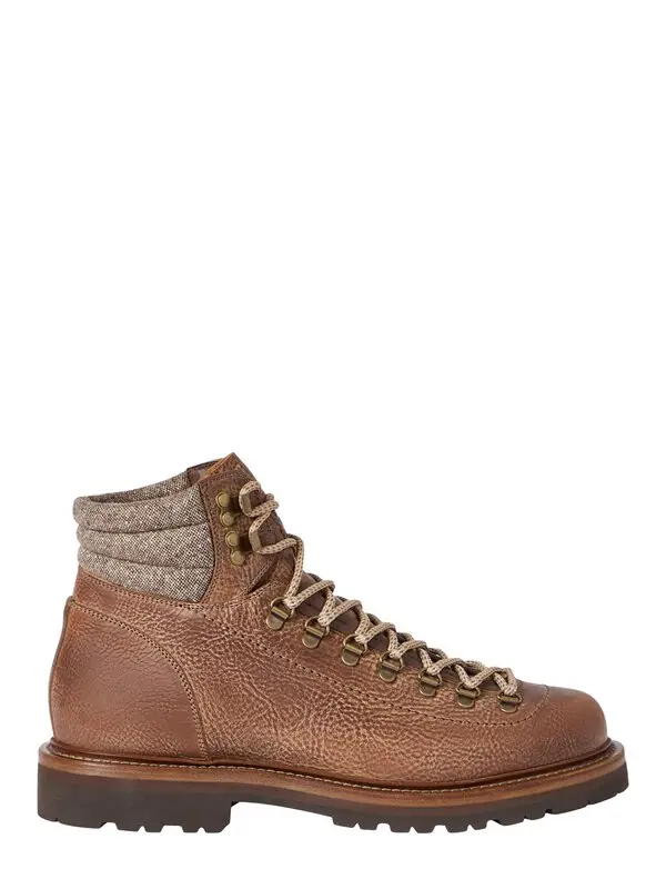 Brunello Cucinelli Leather Lace-up Ankle Boots - Beige