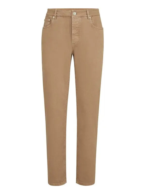 Brunello Cucinelli Garment-dyed Denim Trousers - Beige