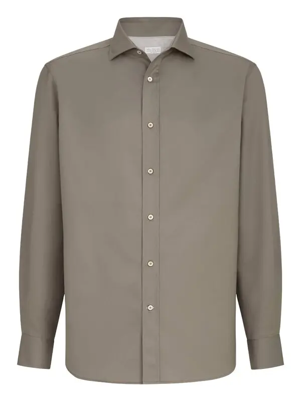 Brunello Cucinelli Cotton Twill Garment-dyed Shirt - Brown