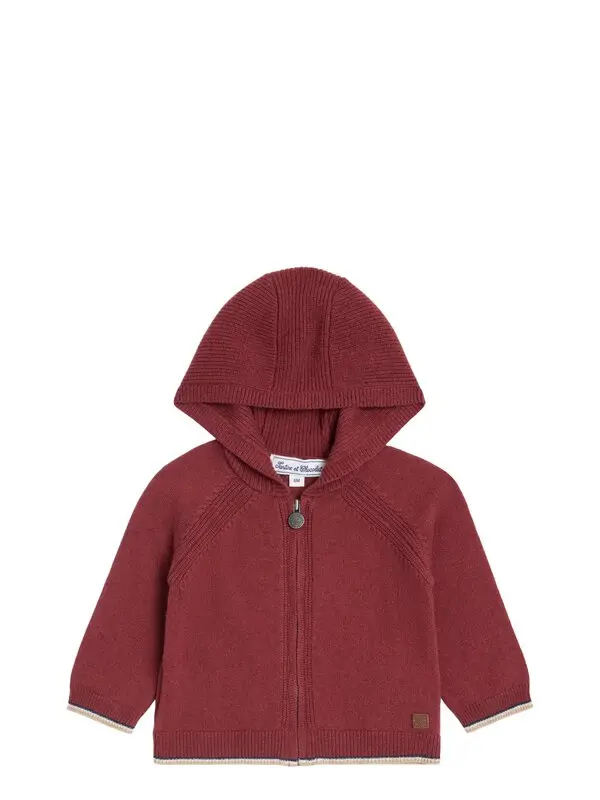 TARTINE ET CHOCOLAT Zip-up Hooded Sweater - Burgundy