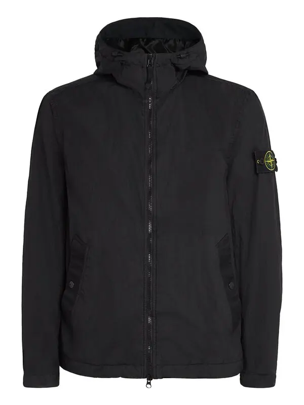 Stone Island Nylon Crinkle Reps Hooded Jacket - Black