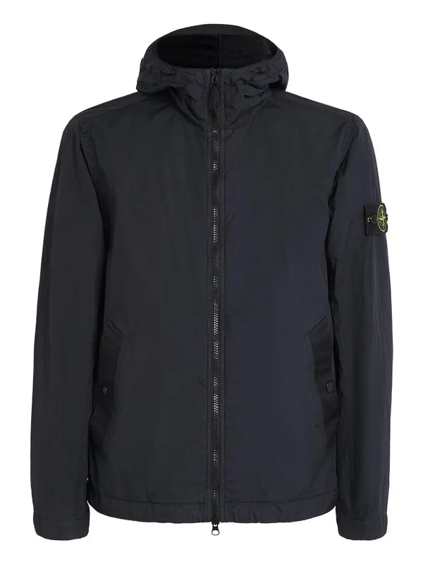 Stone Island Nylon Crinkle Reps Hooded Jacket - Navy