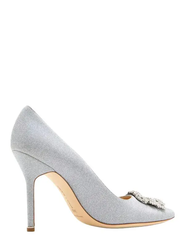 Manolo Blahnik Hangisi Crystal-buckle Pumps - Silver