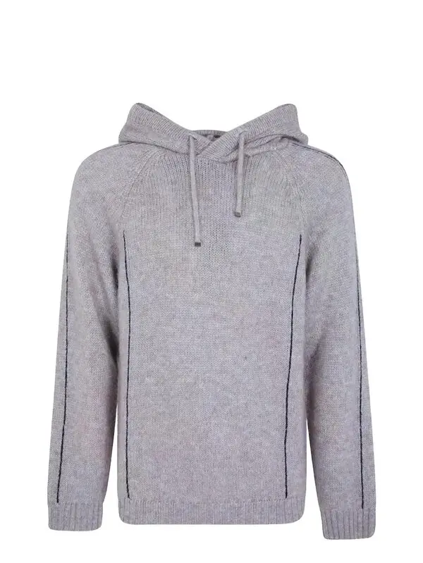 Giorgio Armani Alpaca Blend Hoodie With Contrast Stitching - Neutrals
