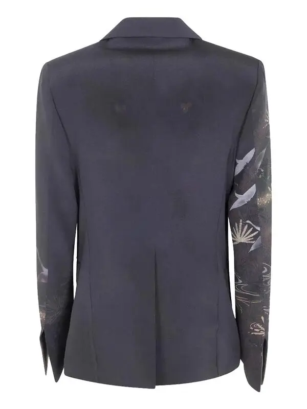 IBRIGU Floral-print Silk Blazer - Black