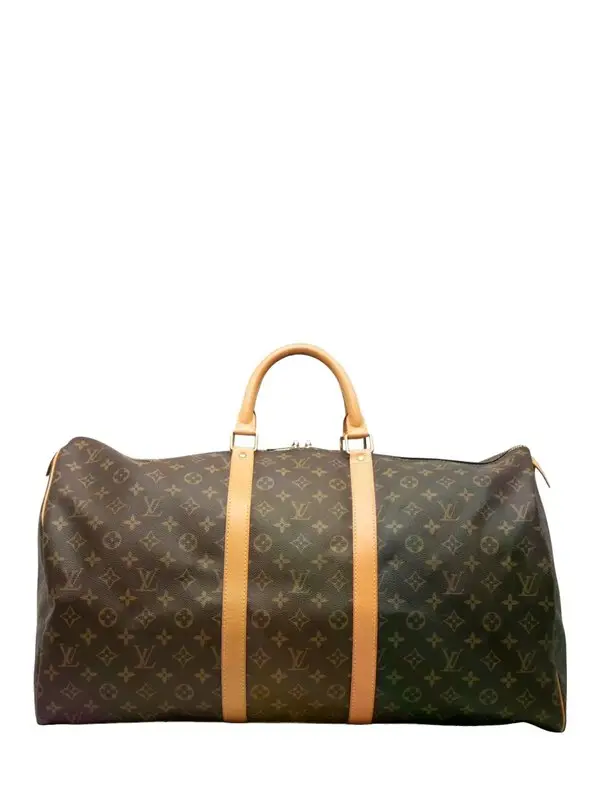 LOUIS VUITTON Monogram Keepall 55 Travel Bag - Brown