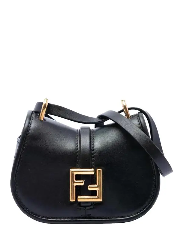 Fendi Nano Leather Ff Monogram Crossbody Bag - Black