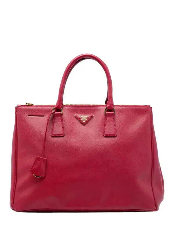 Prada Saffiano Lux Galleria Double Zip Tote Bag - Red