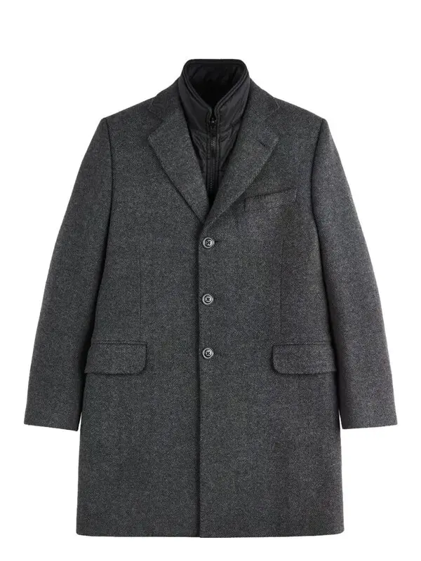 FAY Herringbone Pattern Double Coat - Grey