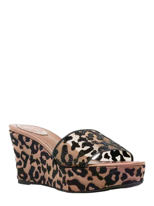 Rene Caovilla Allura Leopard-print Wedge Sandals 100mm - Neutrals