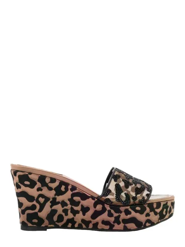 Rene Caovilla Allura Leopard-print Wedge Sandals 100mm - Neutrals
