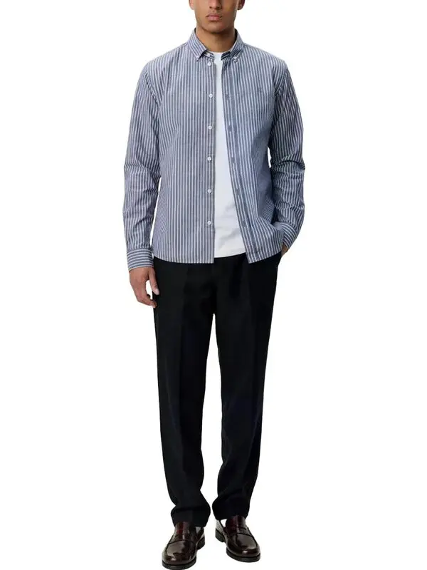 LES DEUX Striped Button-down Shirt - Blue