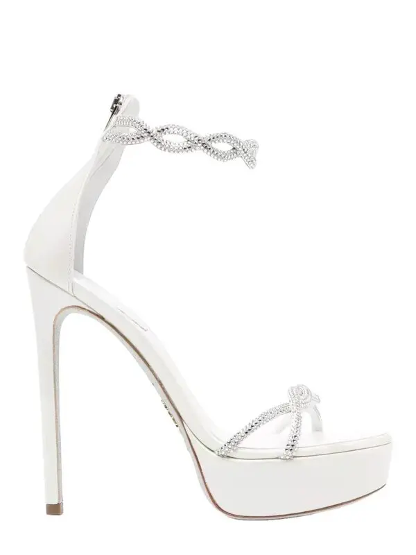 Rene Caovilla Braided Crystal Embellished Sandals - White