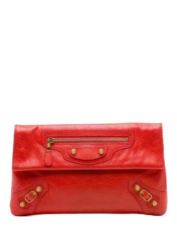 Balenciaga Lambskin Leather Clutch Bag - Red