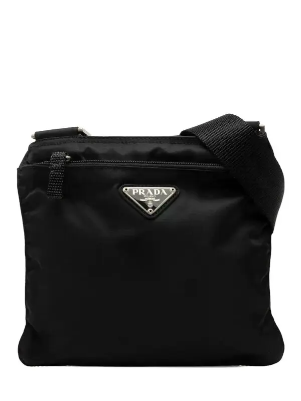 Prada Tessuto Zip Top Crossbody Bag - Black