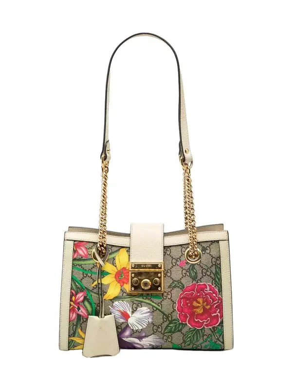 Gucci Gg Supreme Flora Padlock Tote Bag - Neutrals