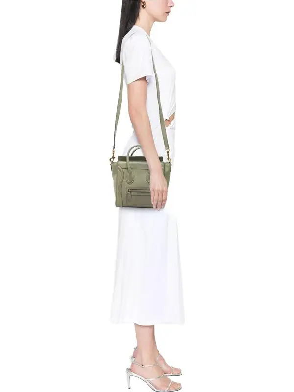 Celine Leather Luggage Tote Satchel - Green