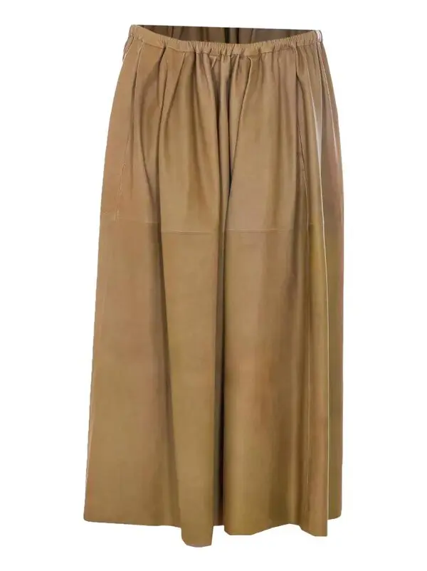 Auralee Elasticated Leather Skirt - Neutrals