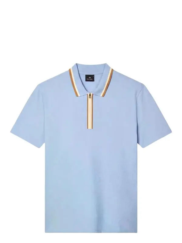 Paul Smith Zip-up Piqué Polo Shirt - Blue