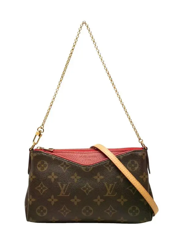LOUIS VUITTON Monogram Pallas Clutch Satchel - Brown