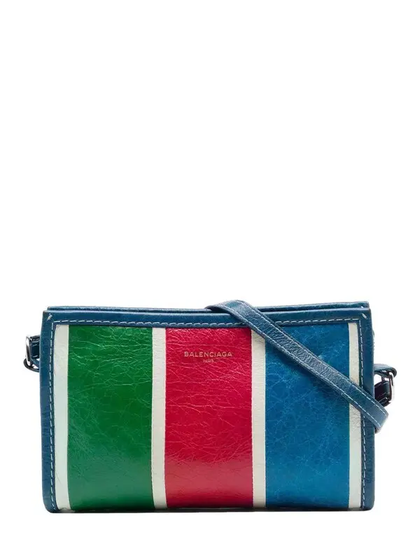 Balenciaga Lambskin Bazar Crossbody Bag - Blue