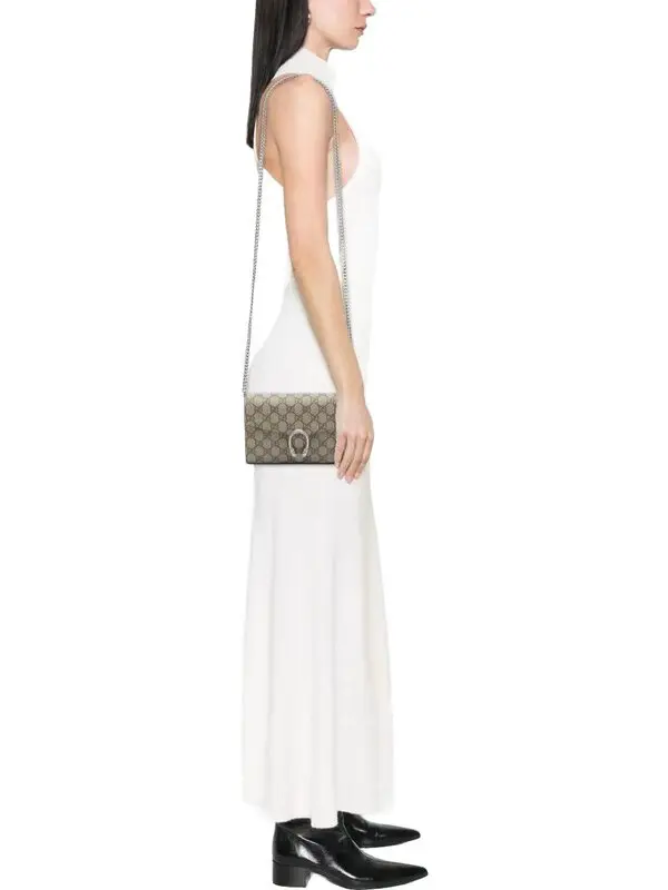 Gucci Gg Supreme Dionysus Wallet On Chain Crossbody Bag - Neutrals
